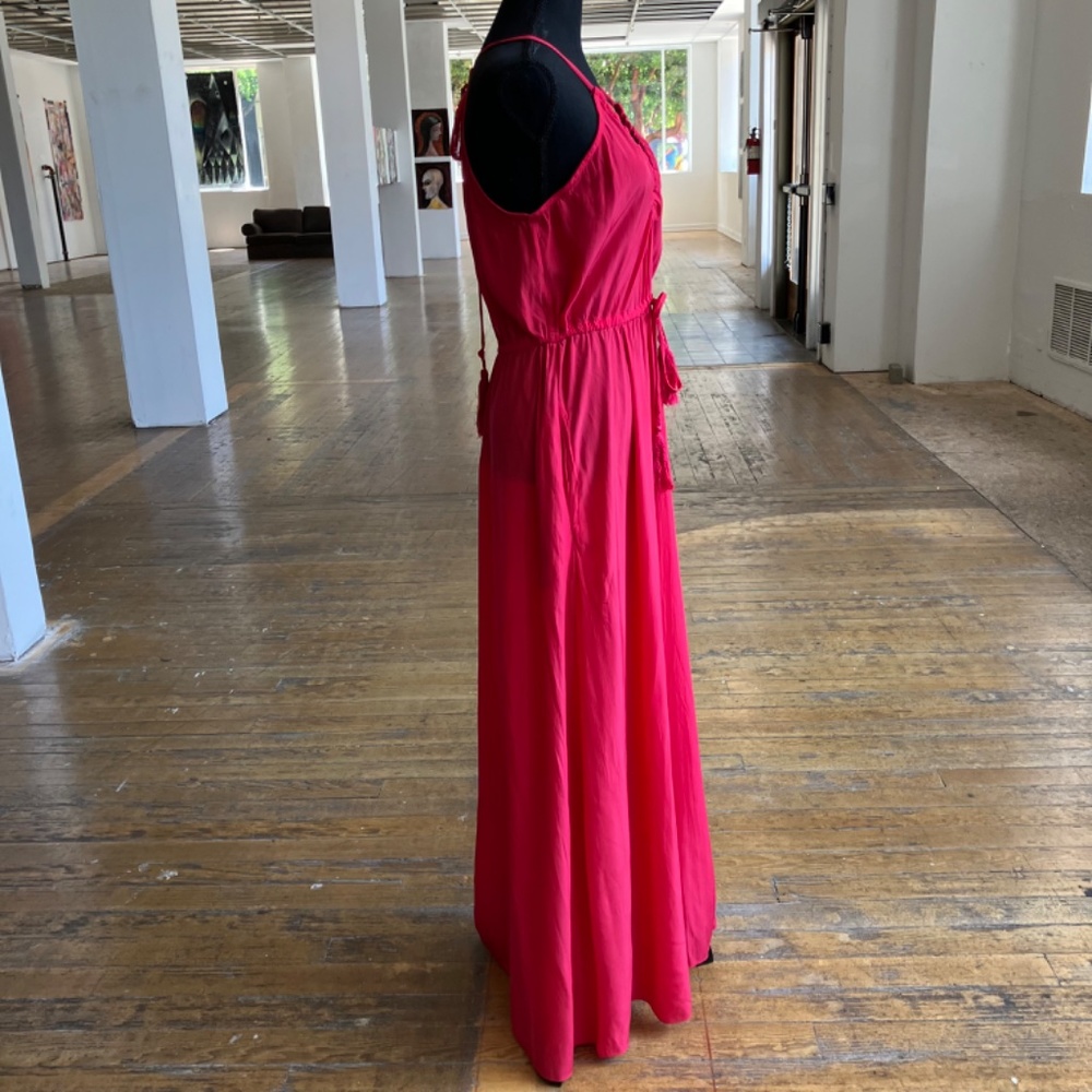 Calypso Bright, Pink 70s Inspired Maxi Dress With Poc… - Gem